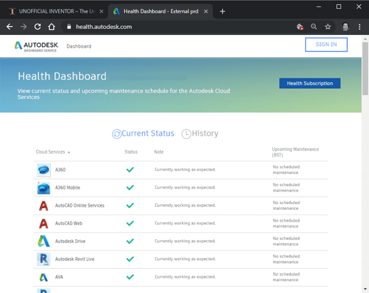 Autodesk Cloud Services Up-time Dashboard – Clint Brown