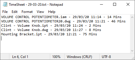 Time Sheet Helper for Autodesk Inventor – Clint Brown
