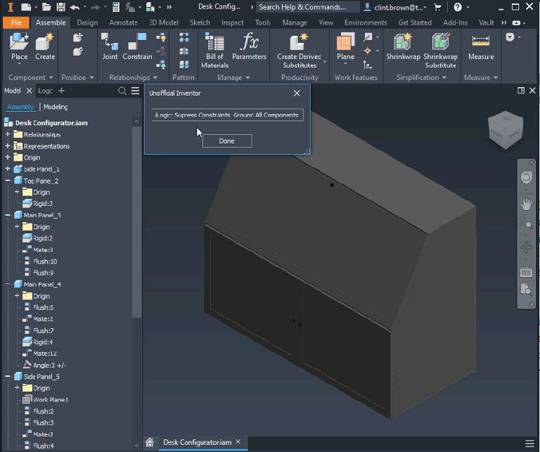 iLogic: Supress Constraints & Ground All Components – Clint Brown