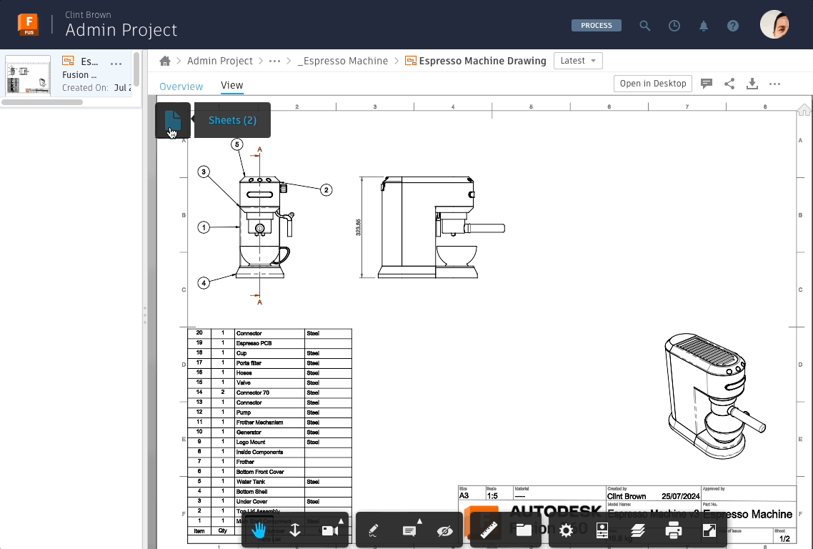 Autodesk Fusion – Moving a Section, Detail or projected view to another ...